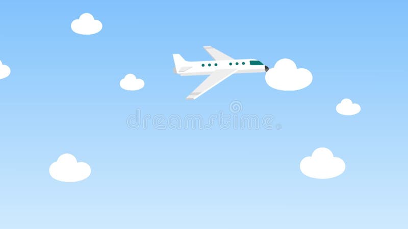 Animated Airplane Flying in the Sky with Clouds Stock Footage - Video ...