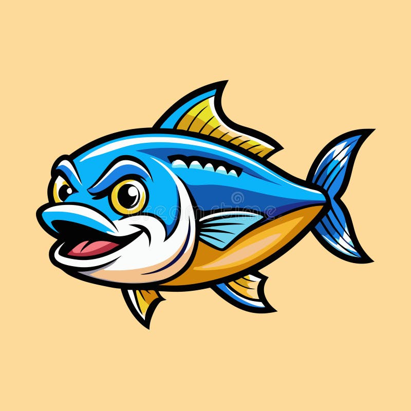 Animated Amberjack Fish Mascot Vector Illustration with Transparent ...