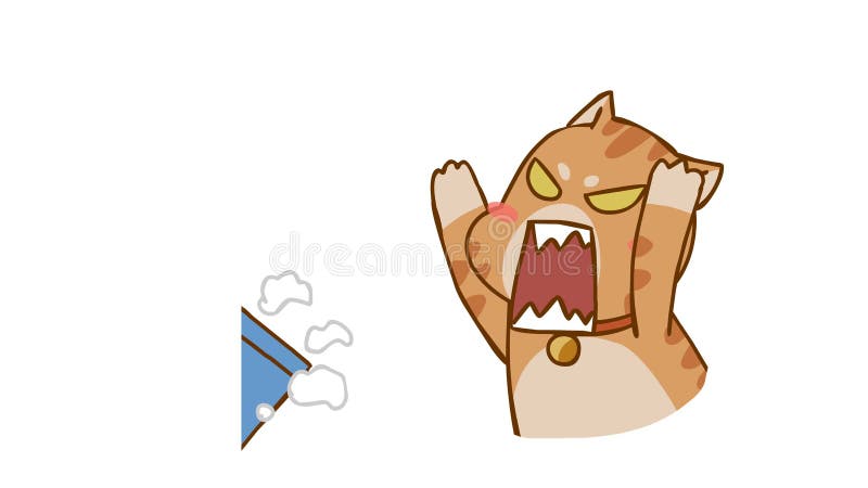 Animated Angry Cat Flipping Table White Background Stock Video - Video ...