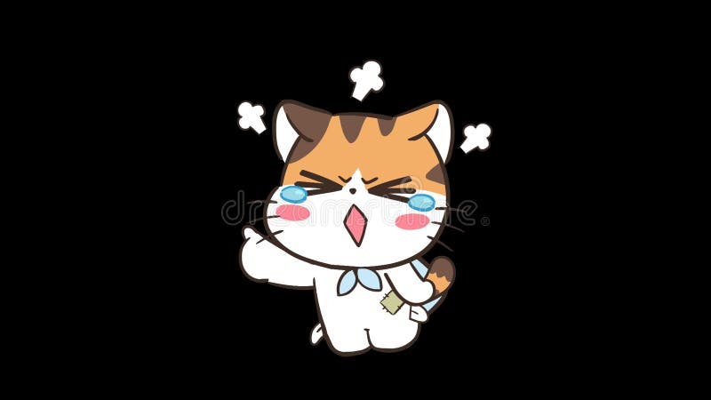 Animated Angry Crying Cat with Transparent Background Stock Footage ...