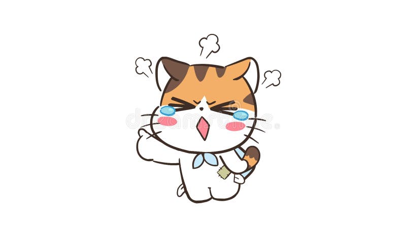 Animated Angry Crying Cat with White Background Stock Video - Video of ...