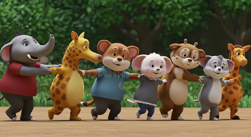 Animated Animals Join Together in a Joyful Conga Line - Generated Using ...