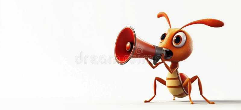 Animated Ant Character Using Megaphone To Communicate, Showcasing ...