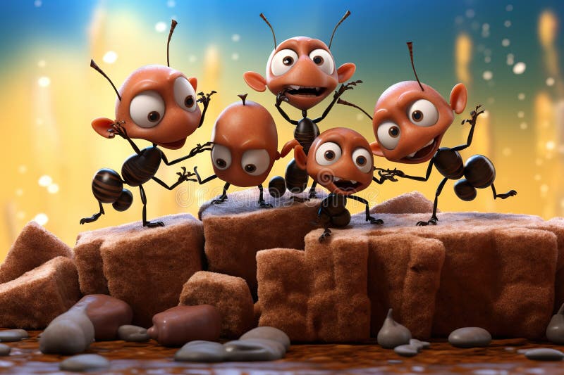 Animated Ant Characters Performing Teamwork. Generative AI Stock ...