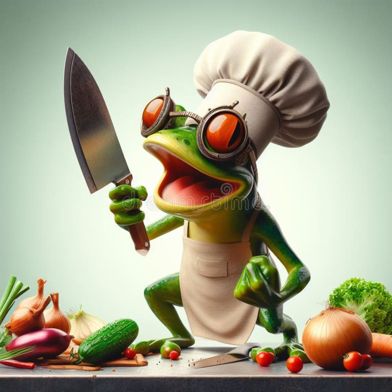 Animated Anthropomorphic Frog Chef Enthusiastically Prepares a Meal in ...