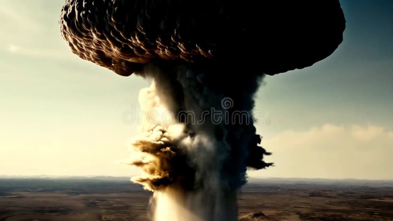 Animated Atomic Explosion with a Massive Mushroom Cloud Rising in Slow ...