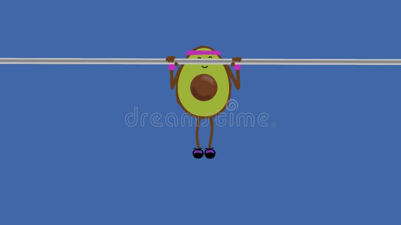 Animated Avocado Performing Pull-ups, Blue Screen Stock Footage - Video ...