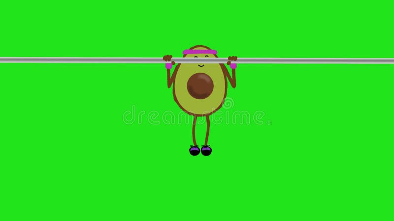 Animated Avocado Performing Pull-ups Stock Footage - Video of exercise ...