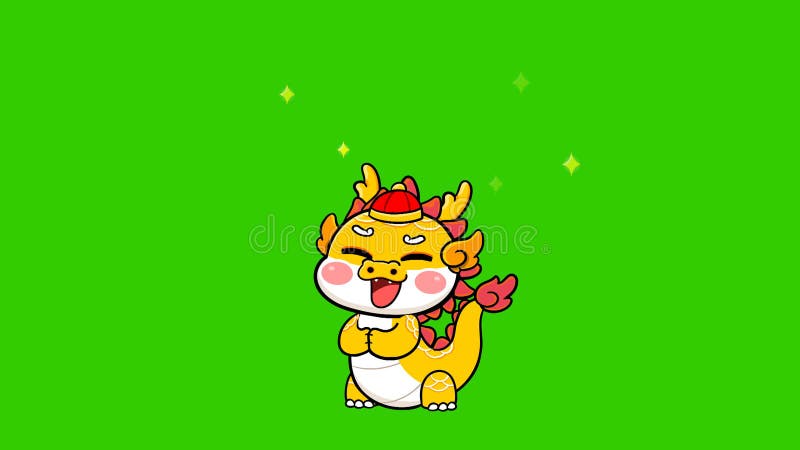Animated Baby Dragon Emerging from a Lucky Orange - Green Screen Stock ...