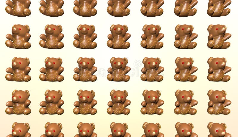 Animated Background of Festive Chocolate Bears. 3D Rendering Stock ...
