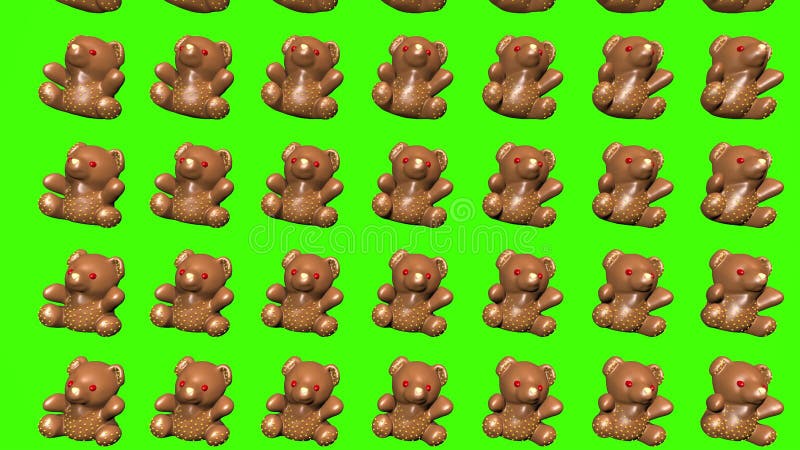 Animated Background of Festive Chocolate Bears. 3D Rendering Stock ...