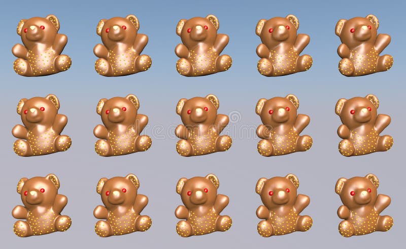 Animated Background of Festive Chocolate Bears. 3D Rendering Stock ...