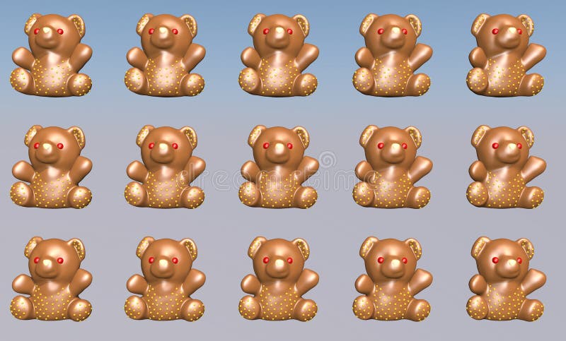 Animated Background of Festive Chocolate Bears. 3D Rendering Stock ...