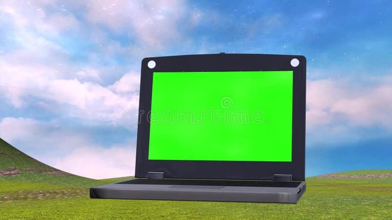 Animated Background of Landscape with Moving Laptop Computer Stock ...