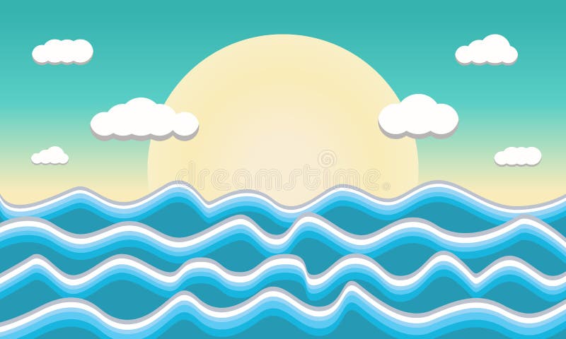 Animated Background of Waves in the Ocean with Sun and Clouds Stock ...