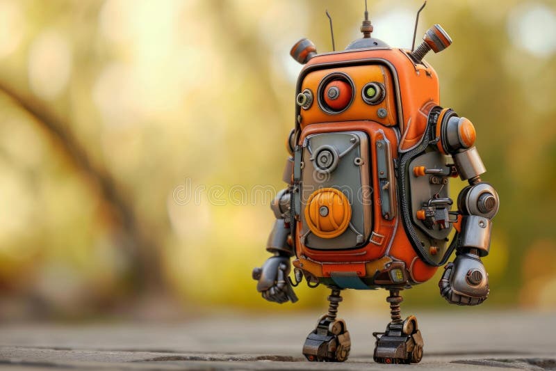Animated Backpack Cartoon Robot. Generate AI Stock Image - Image of ...