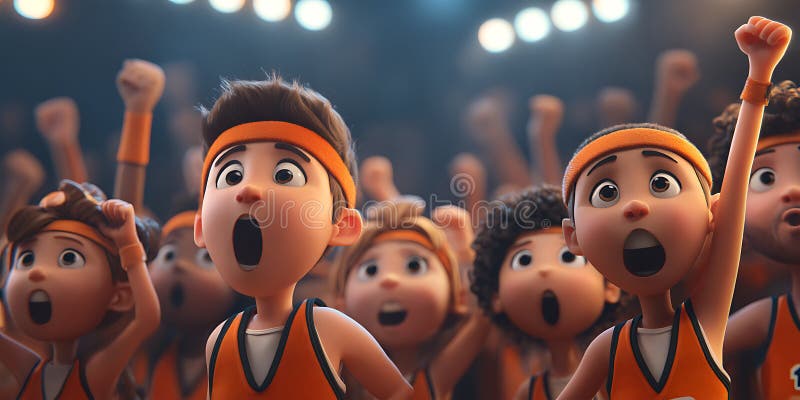 Animated Basketball Fans Energetic Crowd Scene for Projects Stock ...