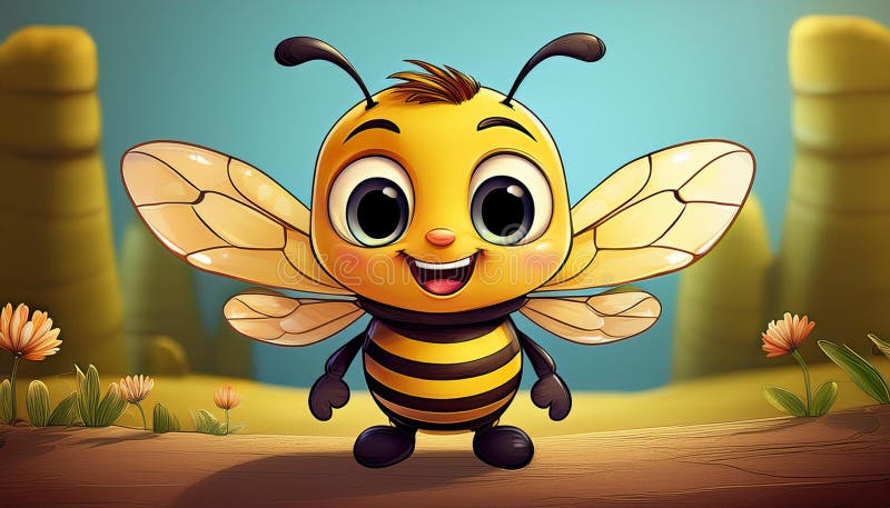 Animated bee stock illustration. Illustration of flower - 367487988
