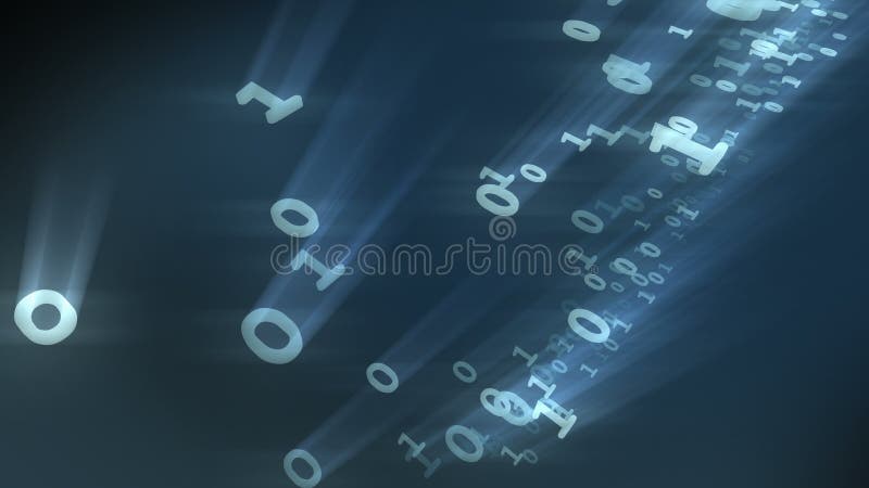 Animated Binary Bits And Bytes Computer Numbers Particles 3d Rendering