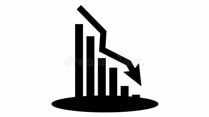 Animated Black Chart of Financial Decline with a Trend Line Chart. Economic Crisis, Recession ...