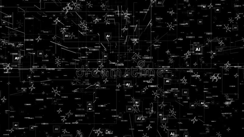 Black and White 3d Technology Element Artificial Intelligence Matrix ...