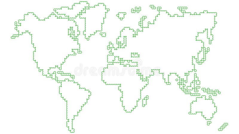 Animated Green World Map from Point Pattern. Linear Symbol is Gradually ...