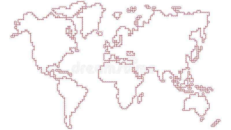 Animated Red World Map from Point Pattern. Linear Symbol is Gradually ...