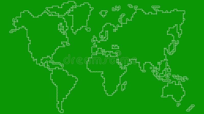 Animated White World Map from Point Pattern. Linear Symbol is Gradually ...