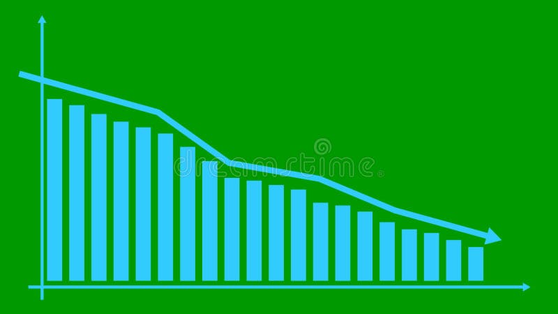 Animated Blue Chart of Financial Decline with a Trend Line Chart ...