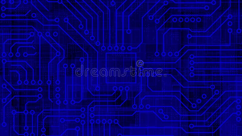Blue Computer Chip with Connections and Signals. AI Computer Processor ...