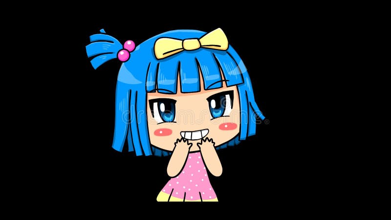 Mocking Laugh of Animated Blue-Haired Girl - Green Screen Stock Footage ...