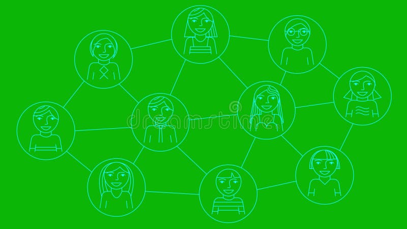 Animated Blue Linear Symbol of People Connect among Themselves. Concept ...