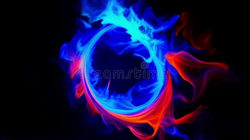 Animated Blue and Orange Fire Effect Isolate on Black Background. Stock ...
