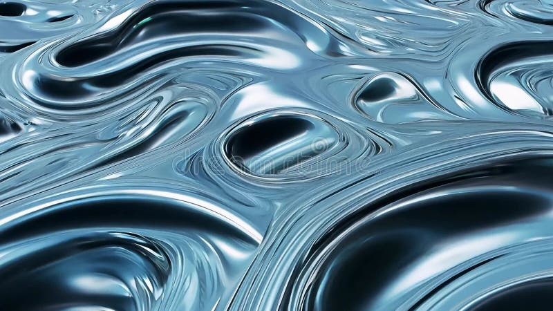 An Animated Blue Wave Shaped Background Made of Reflective Metal in 3D ...
