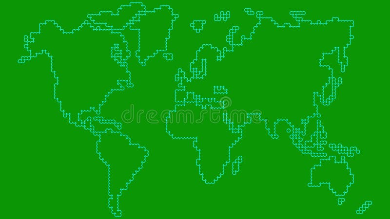 Animated Blue World Map from Point Pattern. Linear Symbol is Gradually ...