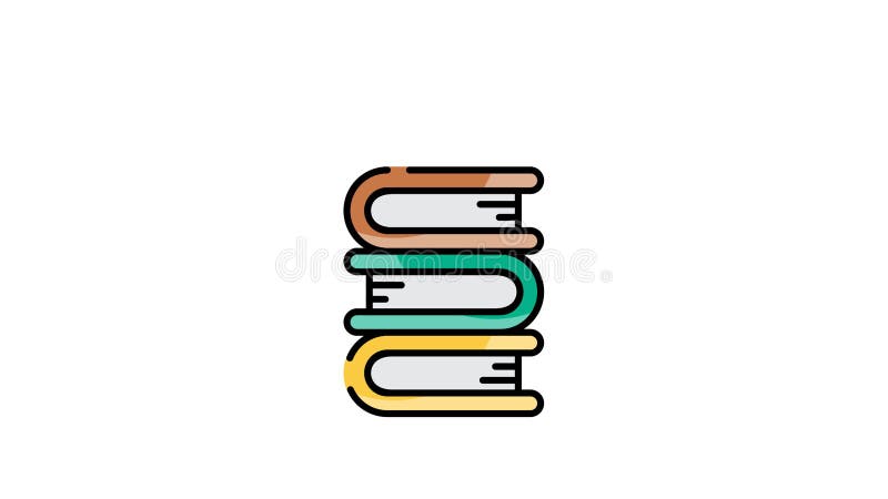 Animated Book Stack Line Icon with Outline Vector Sign for Linear Style ...