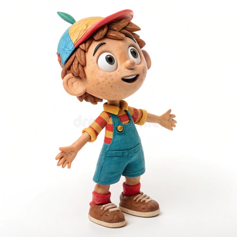 Animated Boy Clay Render Isolated on White Background Stock ...