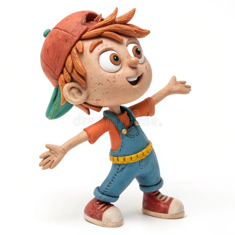 Animated Boy Clay Render Isolated on White Background Stock ...