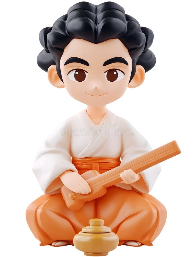 Animated Boy with a Musical Instrument Stock Illustration ...