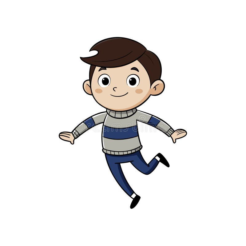 Animated Boy Walking with Excitement Stock Image - Illustration of ...