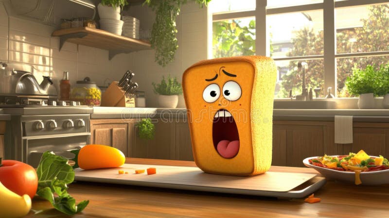 Animated Bread in Kitchen stock illustration. Illustration of bread ...