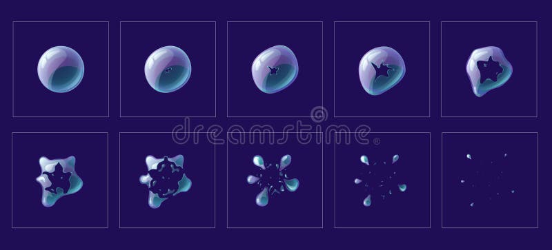 Animated Bubble Burst, Game Sprite Animation Stock Vector ...