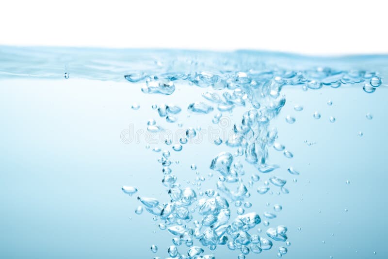 Animated Bubbles in Clear Blue Water Splash on White Background Stock ...