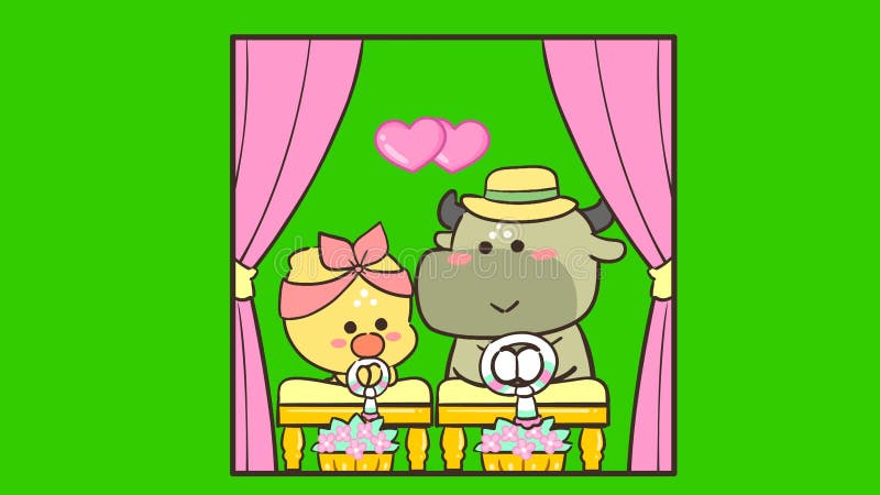 Animated Buffalo and Duck Getting Married - Green Screen Stock Footage ...