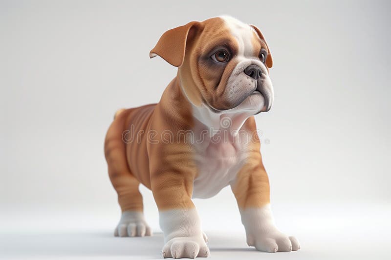 An Animated Bulldog Puppy Standing with a Joyful Expression, with Its ...