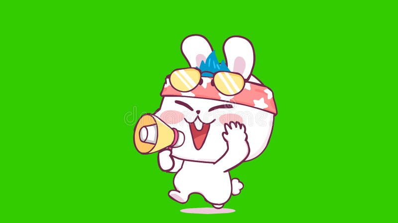 Animated Bunny Announcing with Megaphone Green Screen Stock Footage ...