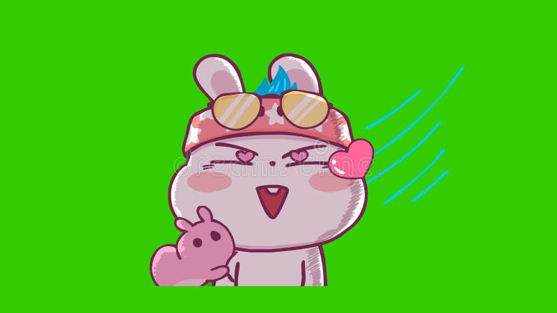 Animated Bunny Falling in Love Green Screen Stock Video - Video of ...