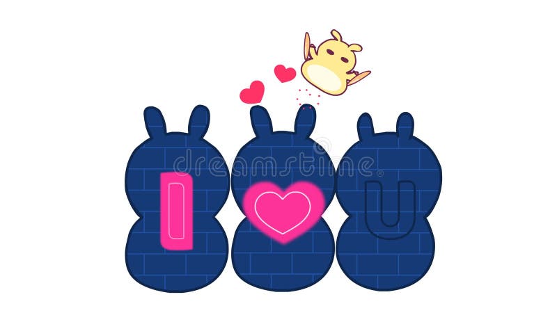 Animated Bunny with I Love You Text White Background Stock Video ...