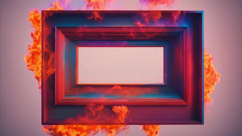 Animated Burning Frame with Multiple Layers and White Interior Stock ...