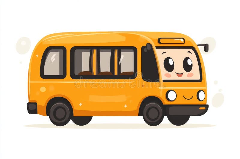 An Animated Bus with a Grinning Face and a Delighted Expression Stock ...